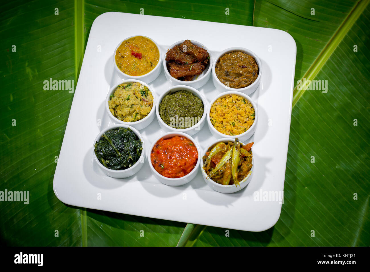 Bangla Cuisine Vorta, vaji, fish curry and vegetables curry platter ...