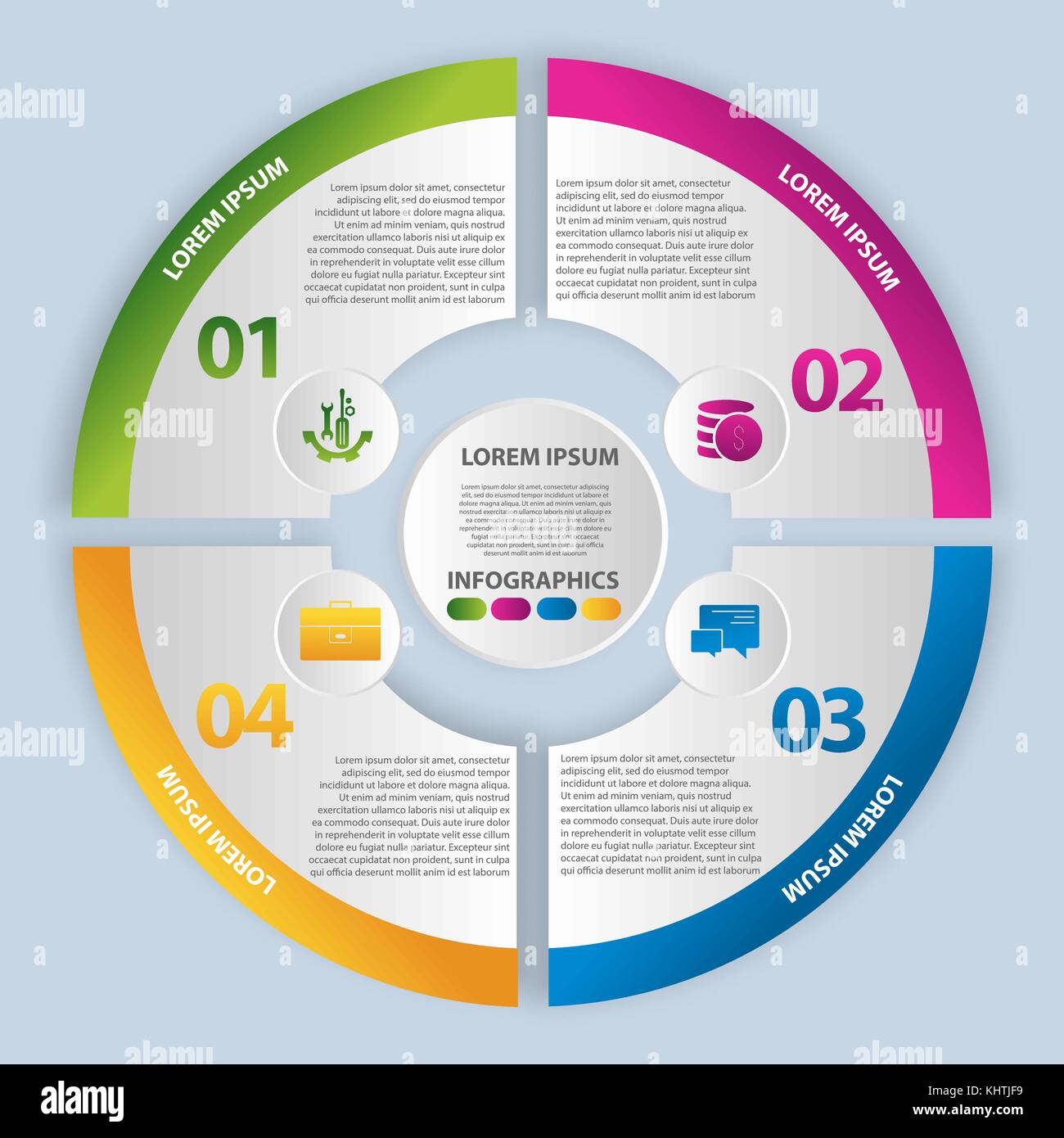Vector illustration. Infographics in the form of a circle and 4 ...
