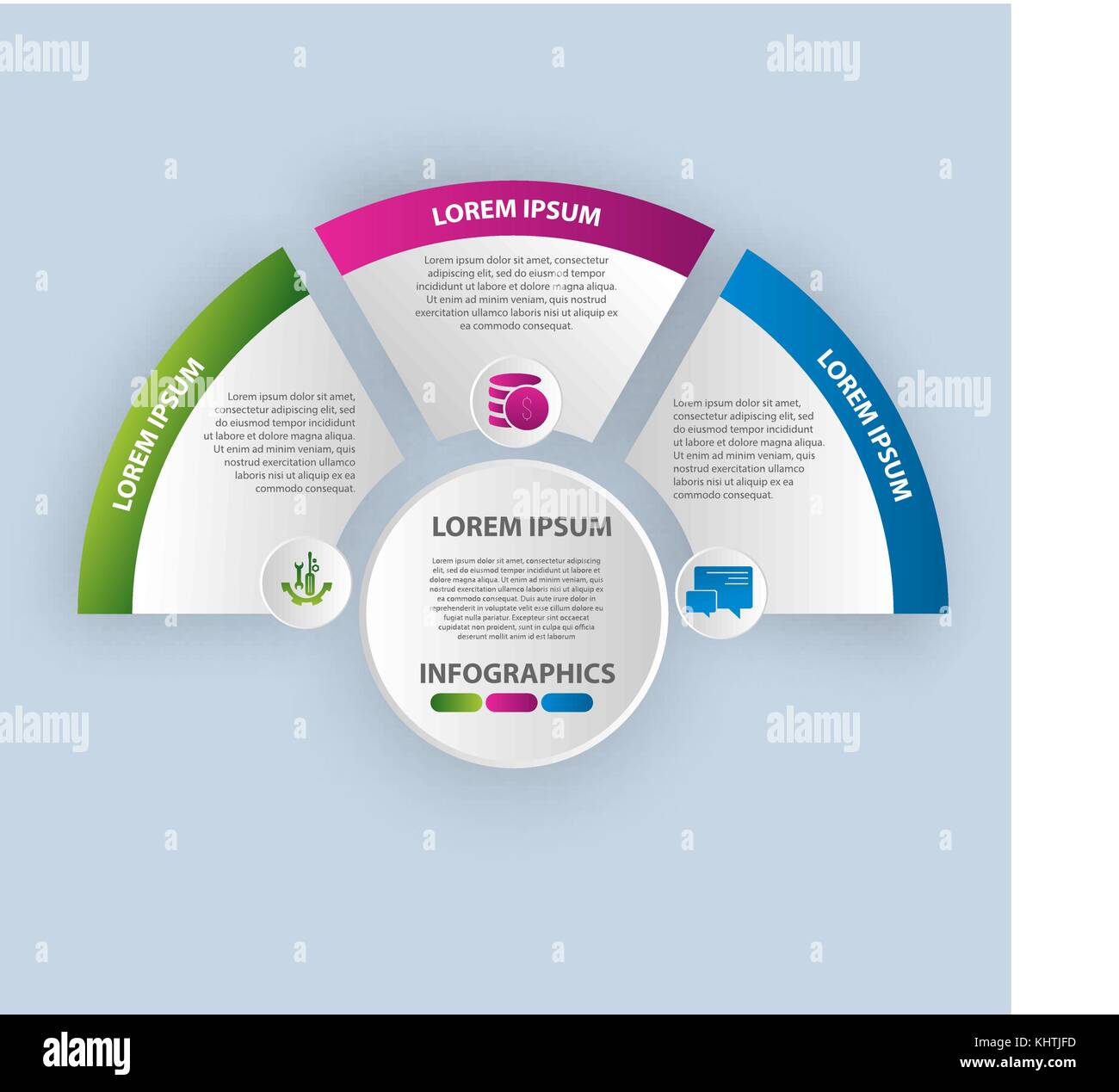 Vector illustration. Infographics in the form of a circle and 3 ...