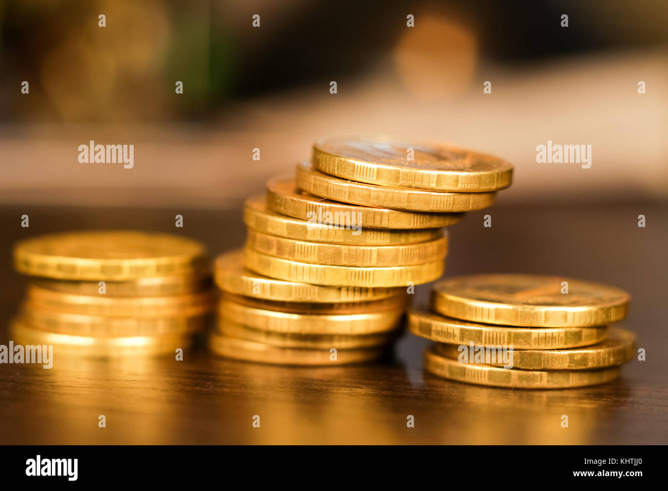 Set of russian golden ruble coins. Russian currency. Financial concept ...