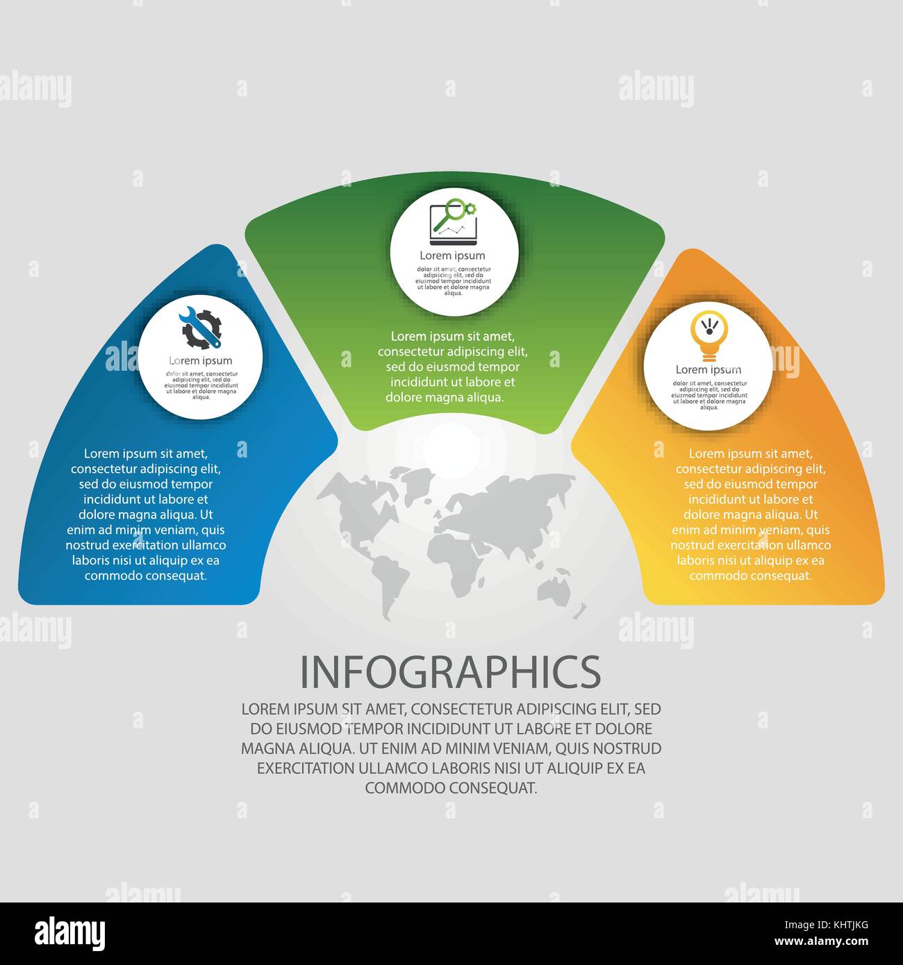 Vector illustration. Infographics in the form of a circle and 3 ...