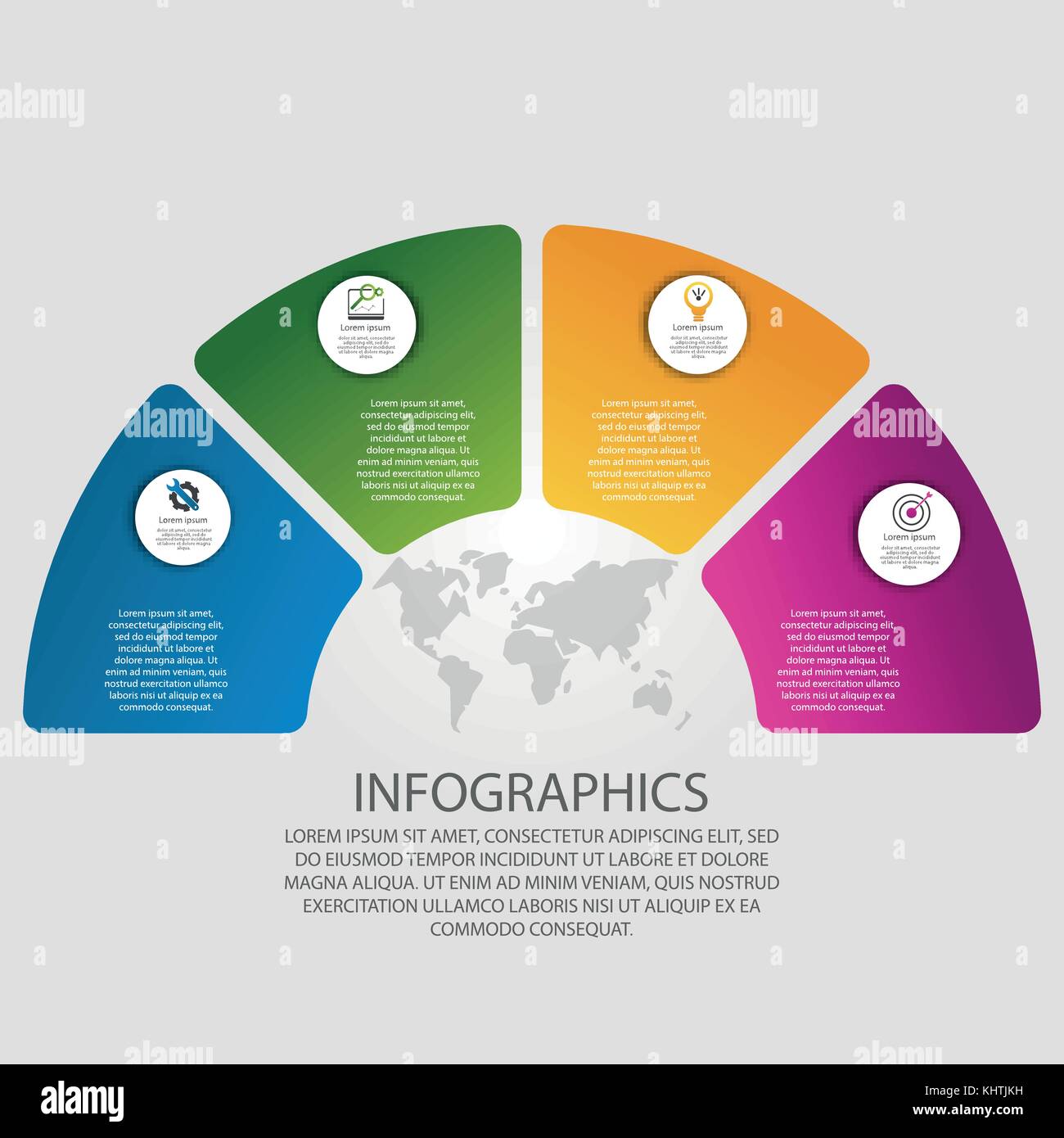 Vector illustration. Infographics in the form of a circle and 3 ...