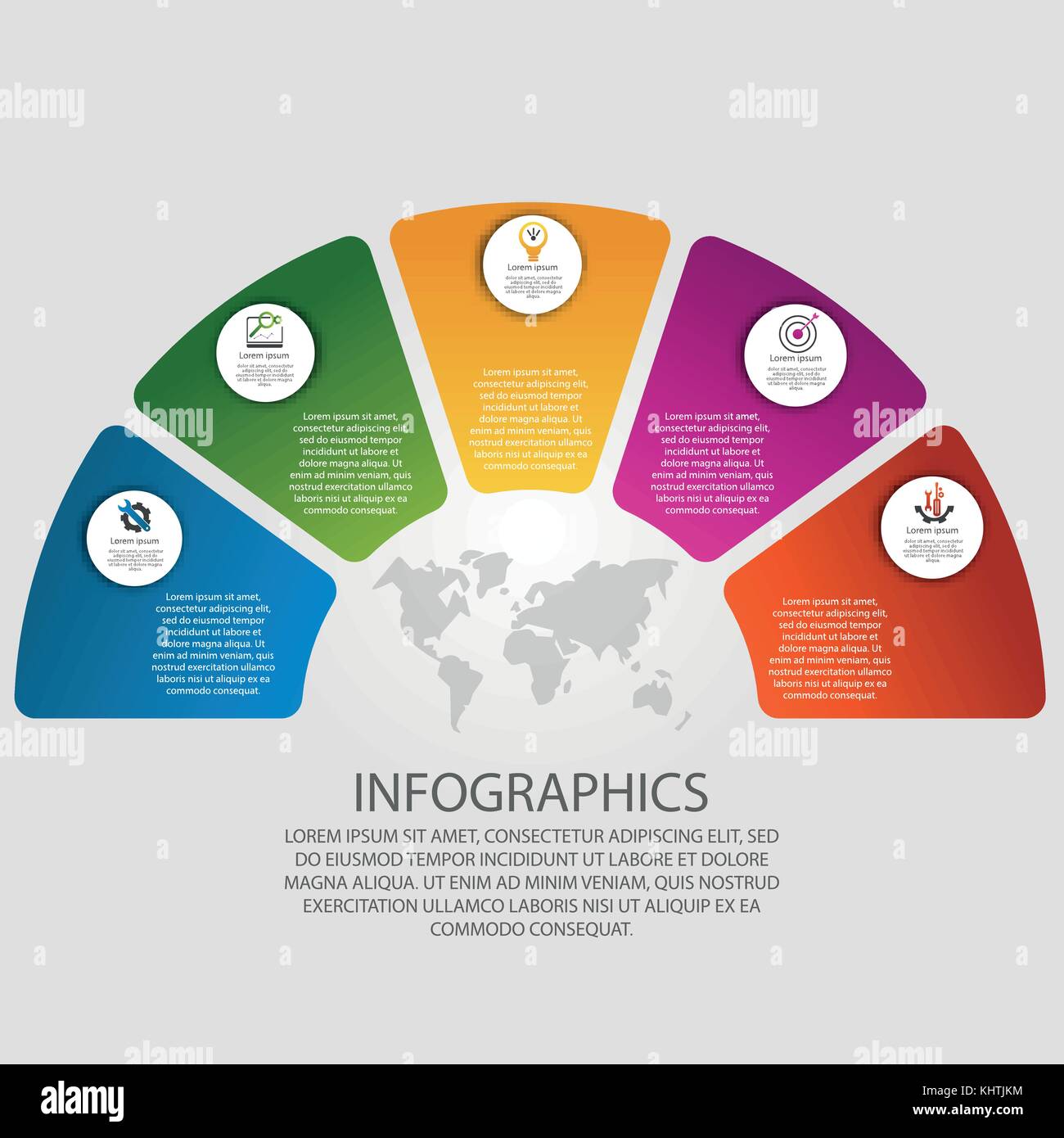 Vector illustration. Infographics in the form of a circle and 5 ...