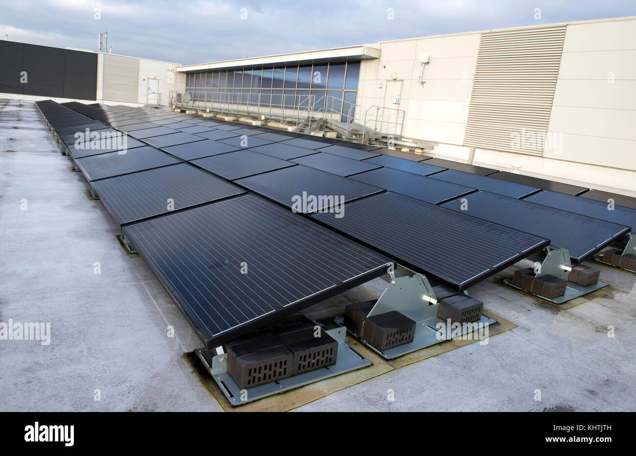 Solar Panels on the roof of an office building in Nottingham City ...
