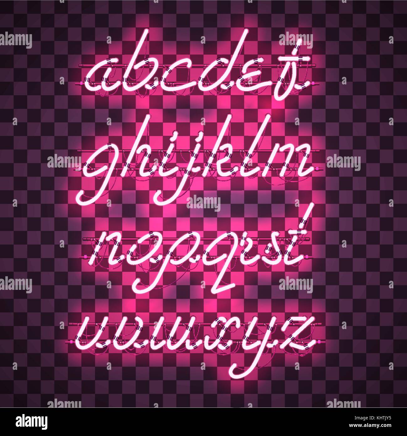 Glowing Purple Neon Lowercase Script Font Stock Vector Image & Art - Alamy