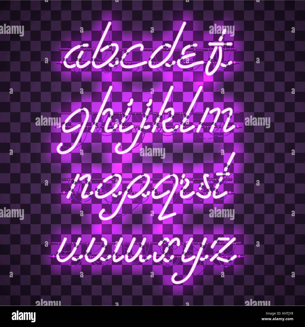 Glowing Purple Neon Lowercase Script Font Stock Vector Image & Art - Alamy