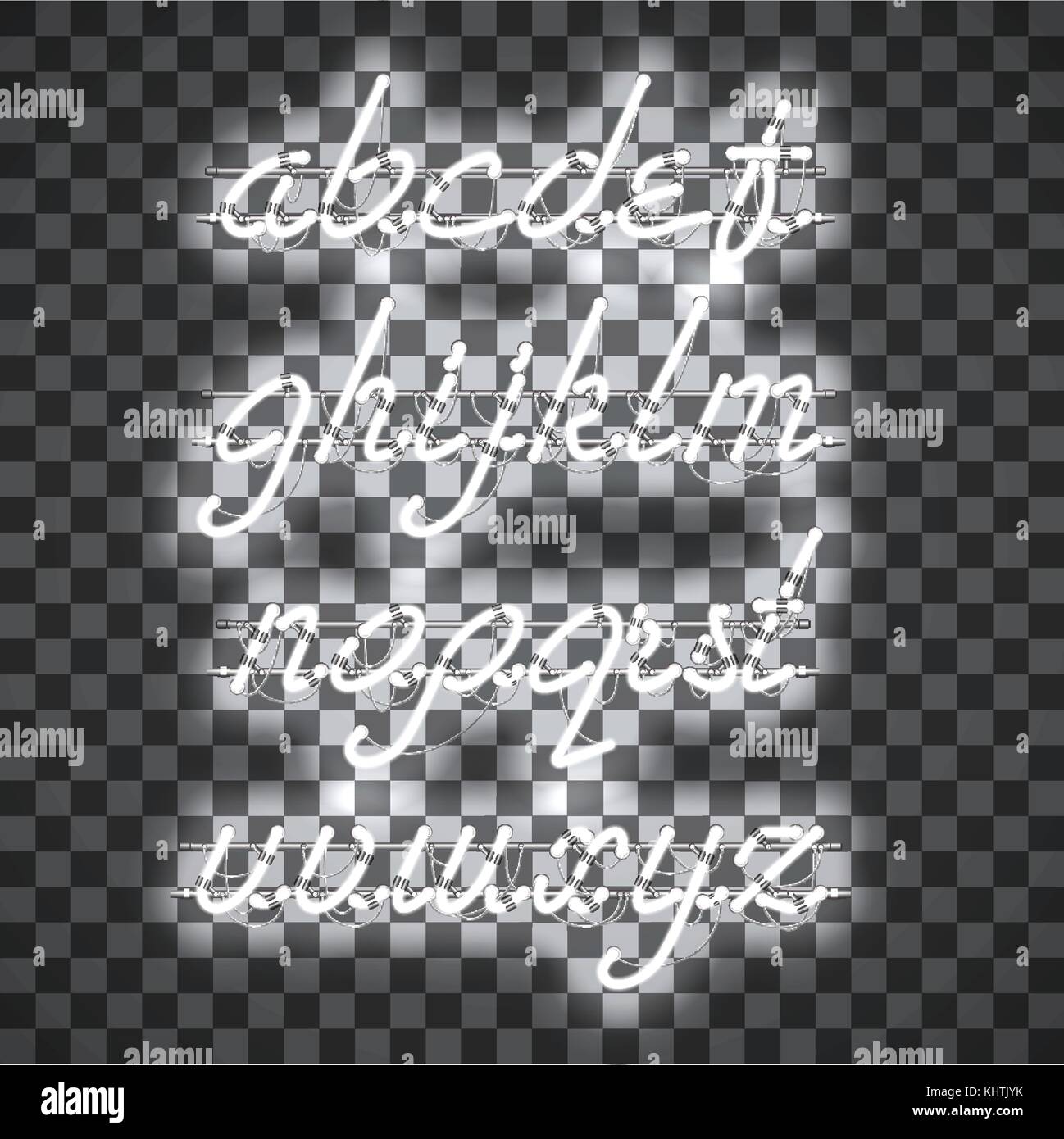 Glowing White Neon Lowercase Script Font Stock Vector Image And Art Alamy