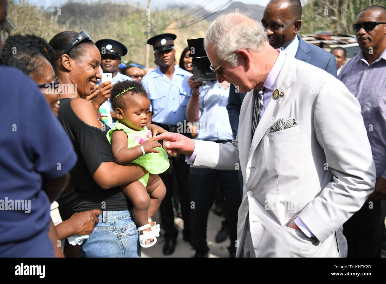The Prince of Wales meeting residents in the village of Pichelin in the ...