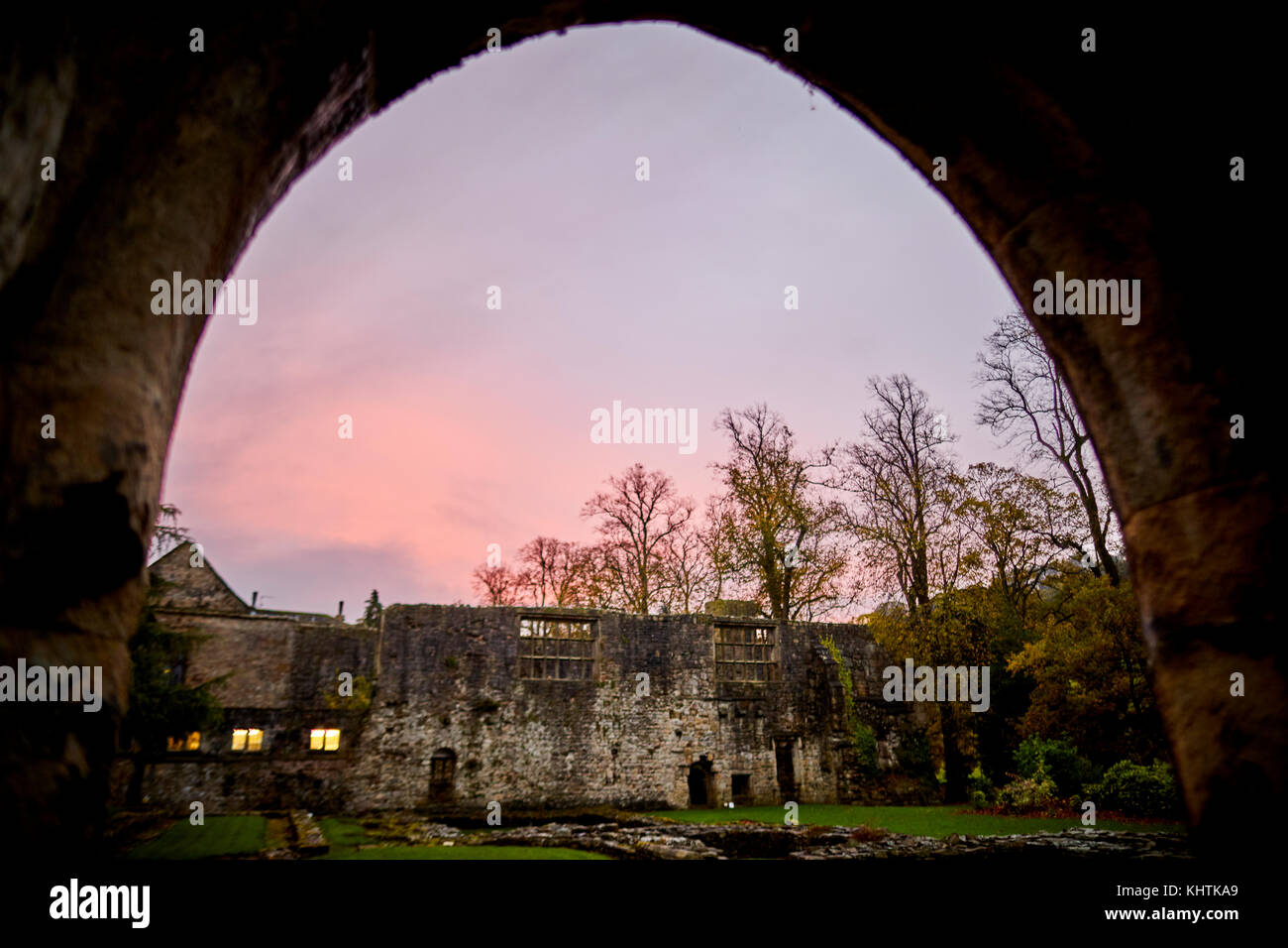 Autumn in Ribble Valley village Whalley in Lancashire, pictured ruins ...