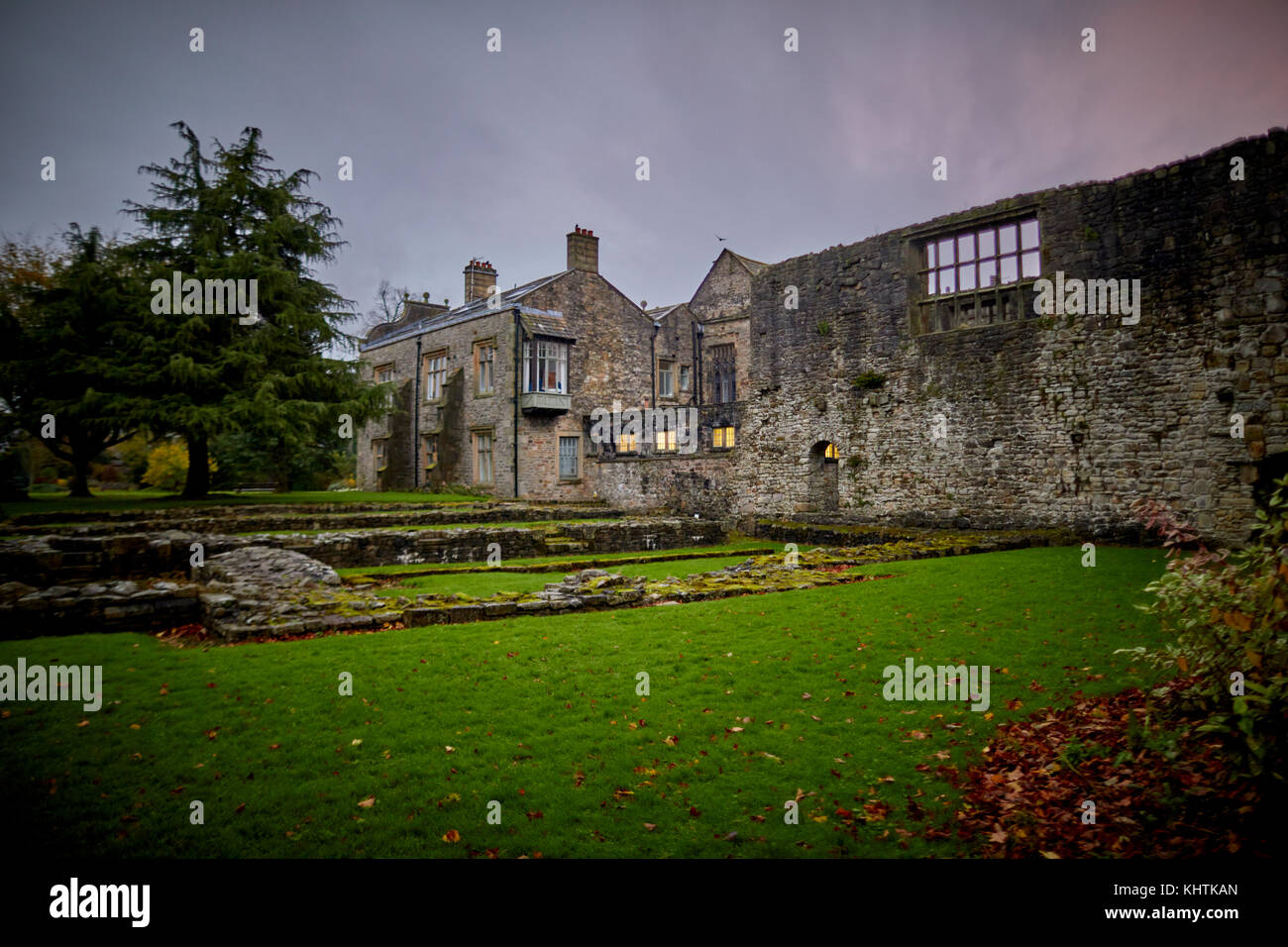 Autumn in Ribble Valley village Whalley in Lancashire, pictured ruins ...