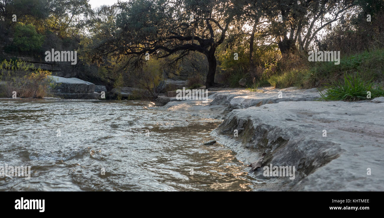 View of Water Flowing Down a Rock Channel Stock Photo - Alamy