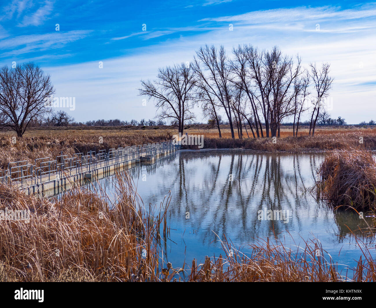 Bridge at Lake Ladora, autumn, Bridge at Lake Ladora, autumn, Rocky ...
