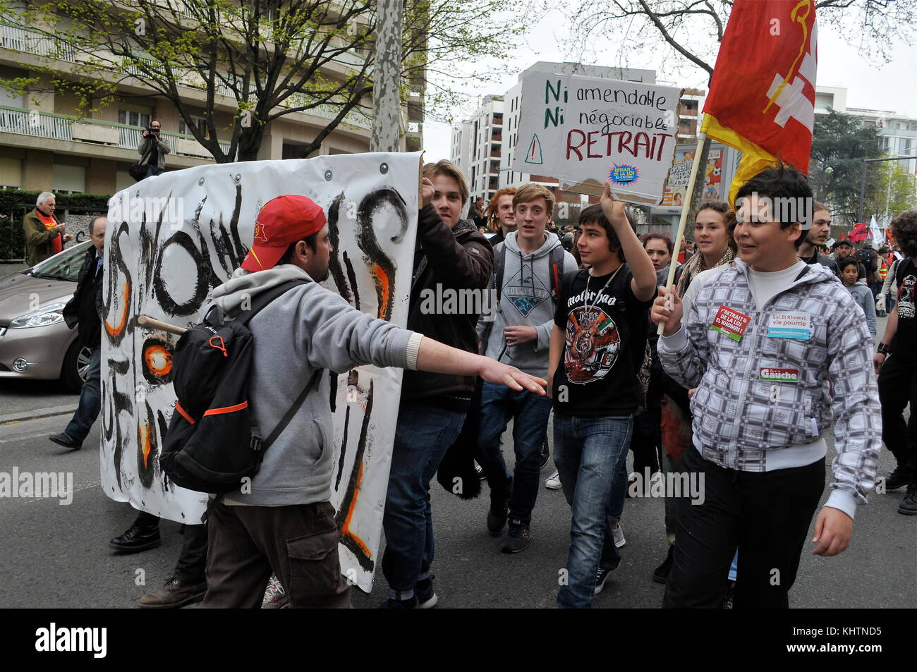 Anti Labor Law protesters march in Lyon, France Stock Photo - Alamy
