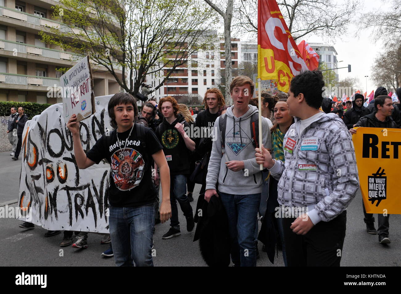 Anti Labor Law protesters march in Lyon, France Stock Photo - Alamy