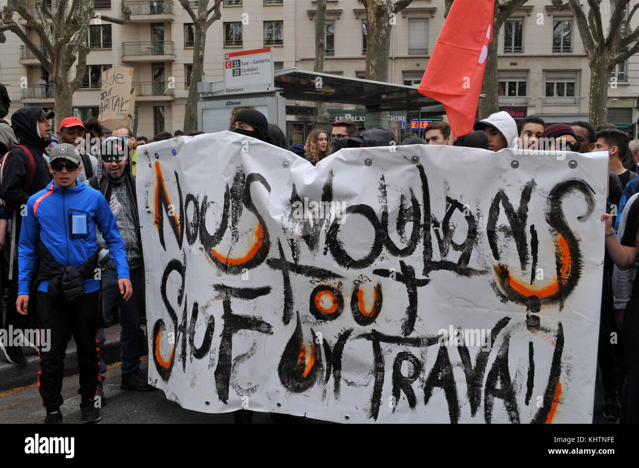 Anti Labor Law protesters march in Lyon, France Stock Photo - Alamy