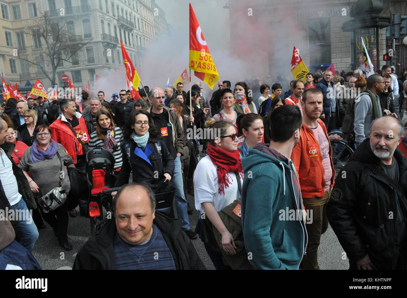 Anti Labor Law protesters march in Lyon, France Stock Photo - Alamy