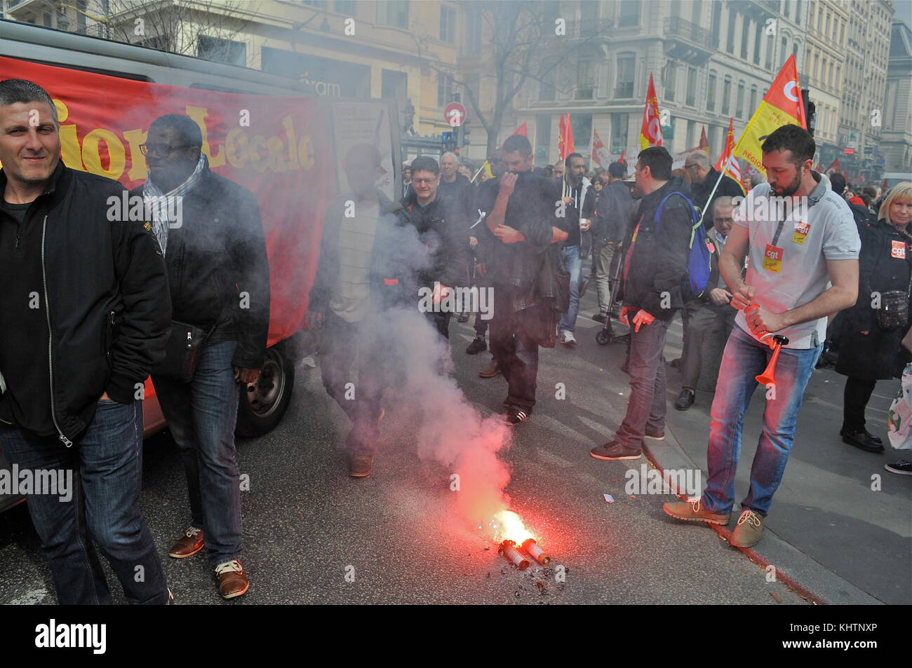 Anti Labor Law protesters march in Lyon, France Stock Photo - Alamy