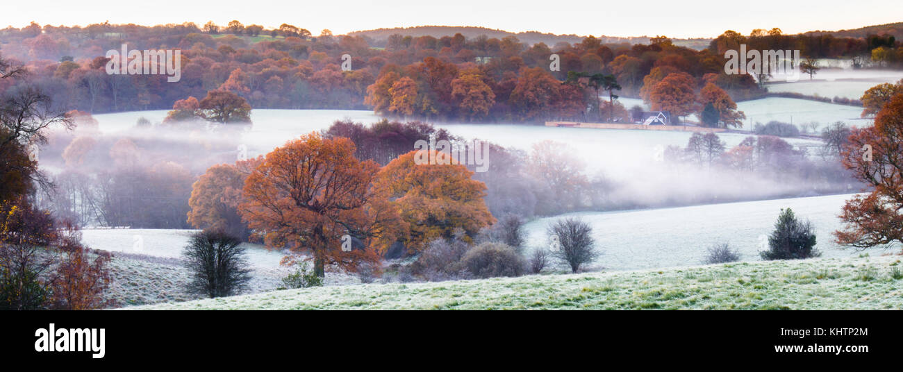 The rolling fields of Eridge Green on Kent East sussex border. An early ...