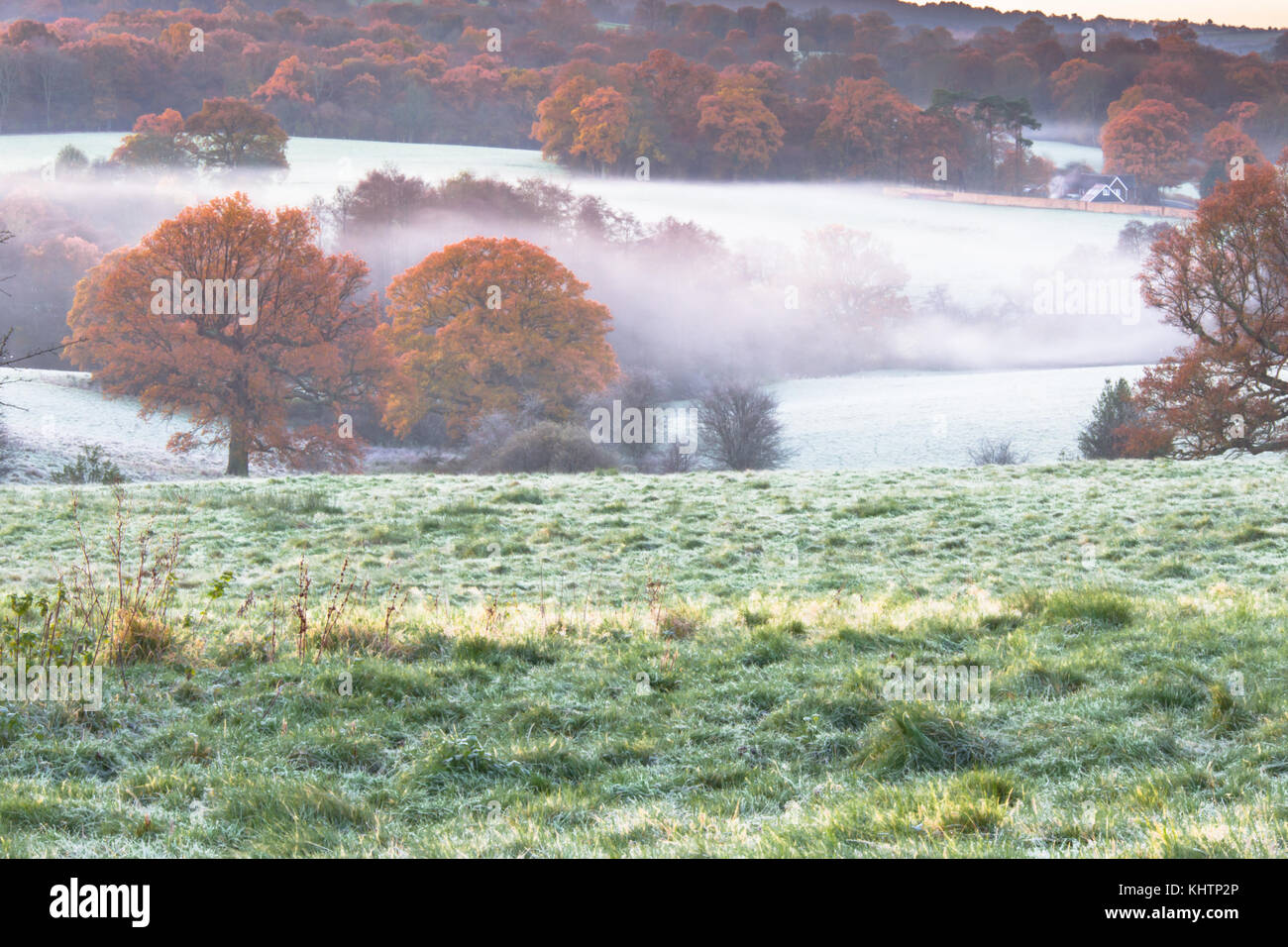 The rolling fields of Eridge Green on Kent East sussex border. An early ...