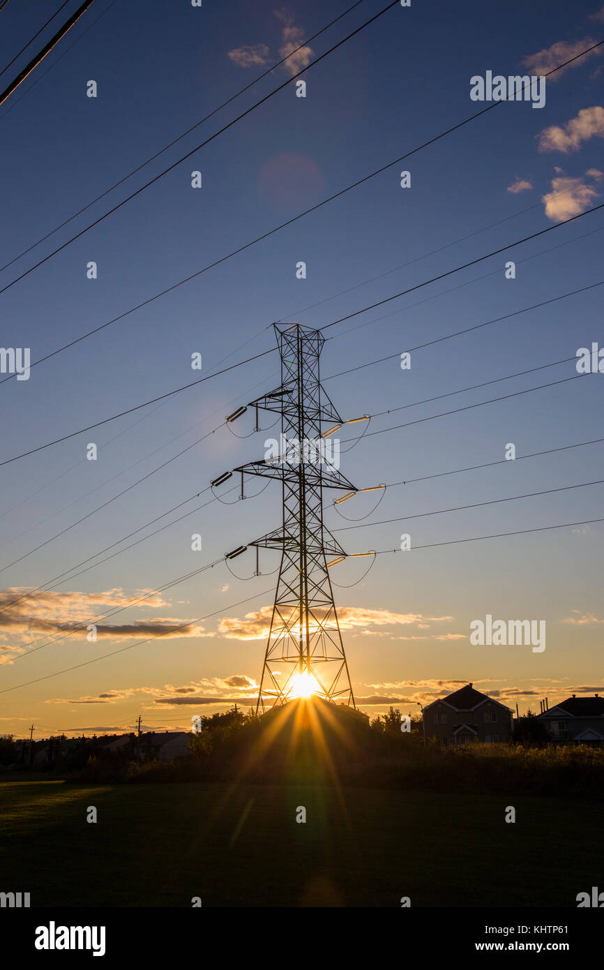 electric pole in sunset Stock Photo - Alamy
