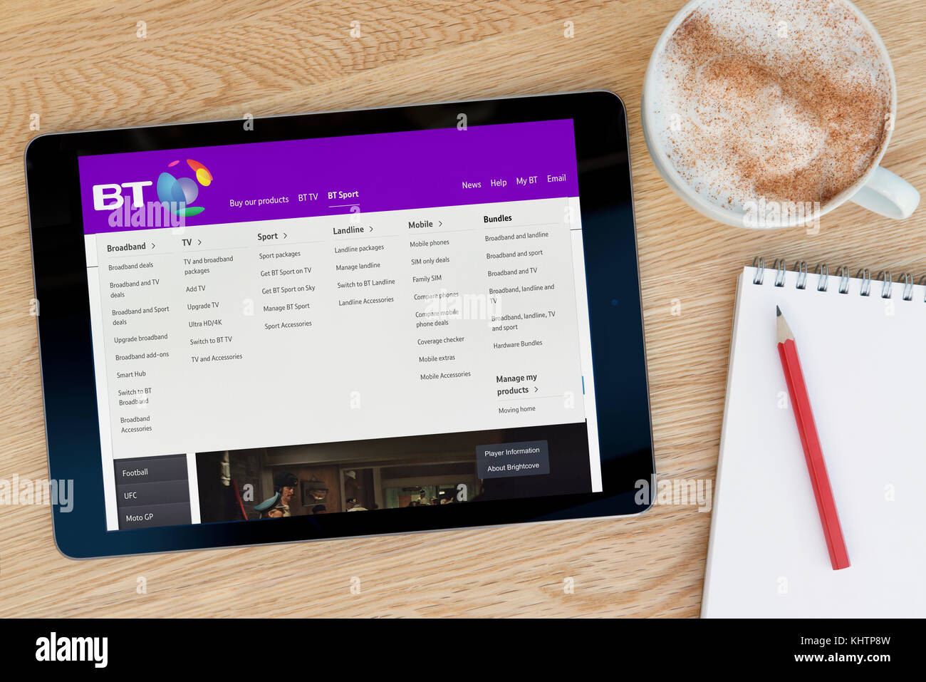 The BT website features on an iPad tablet device which rests on a ...