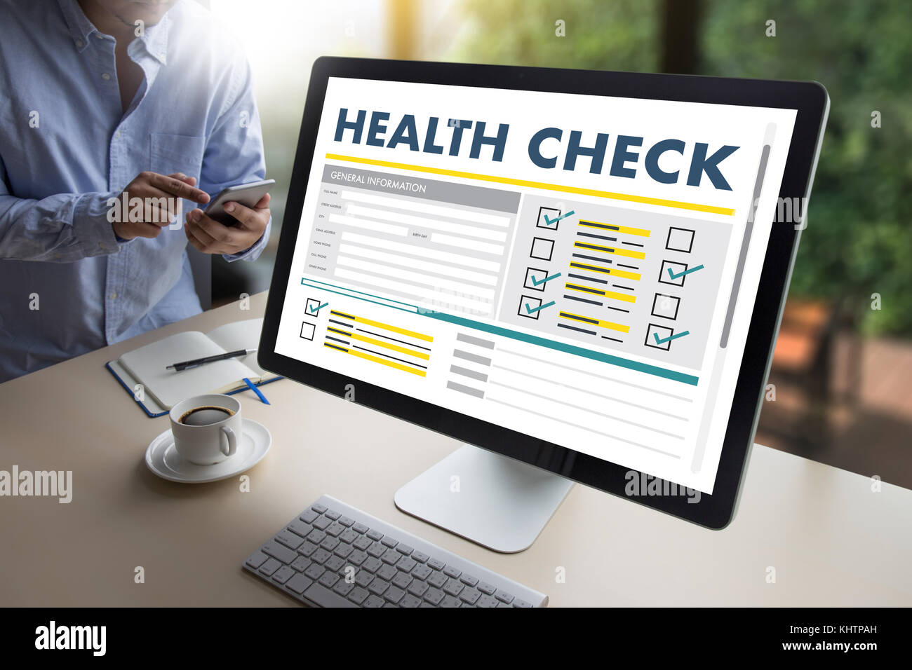Digital HEALTH CHECK Concept working with computer interface as medical ...