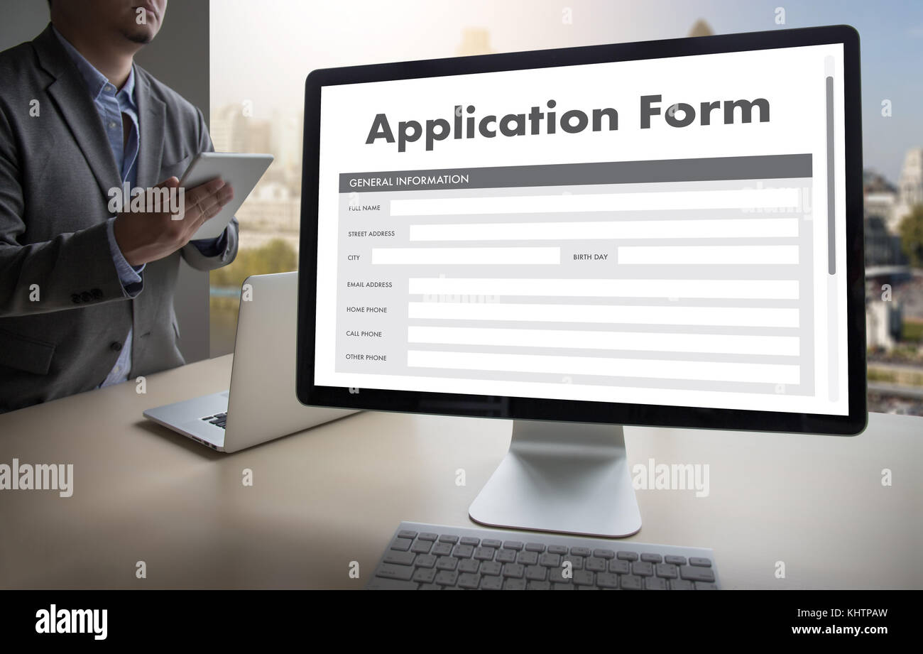 business man working on laptop computer use Online Web Job Application ...