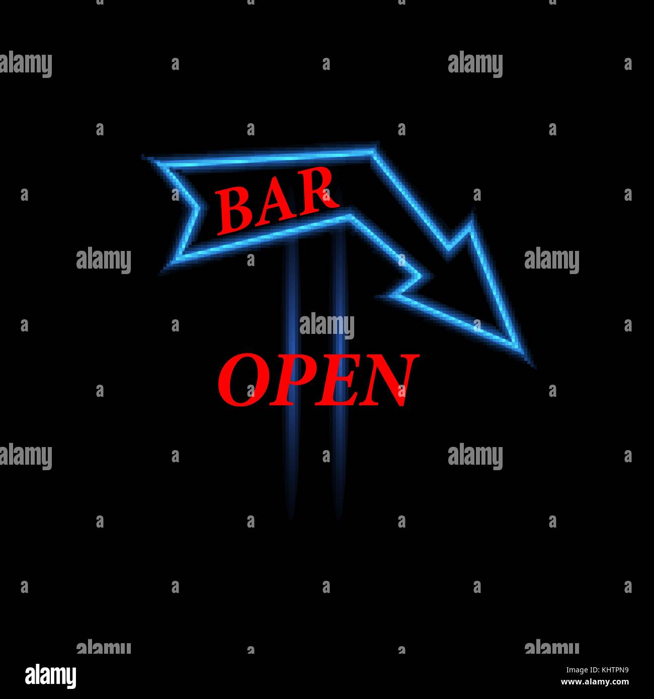 Arrow neon sign open bar. Vector illustration Stock Vector Image & Art ...