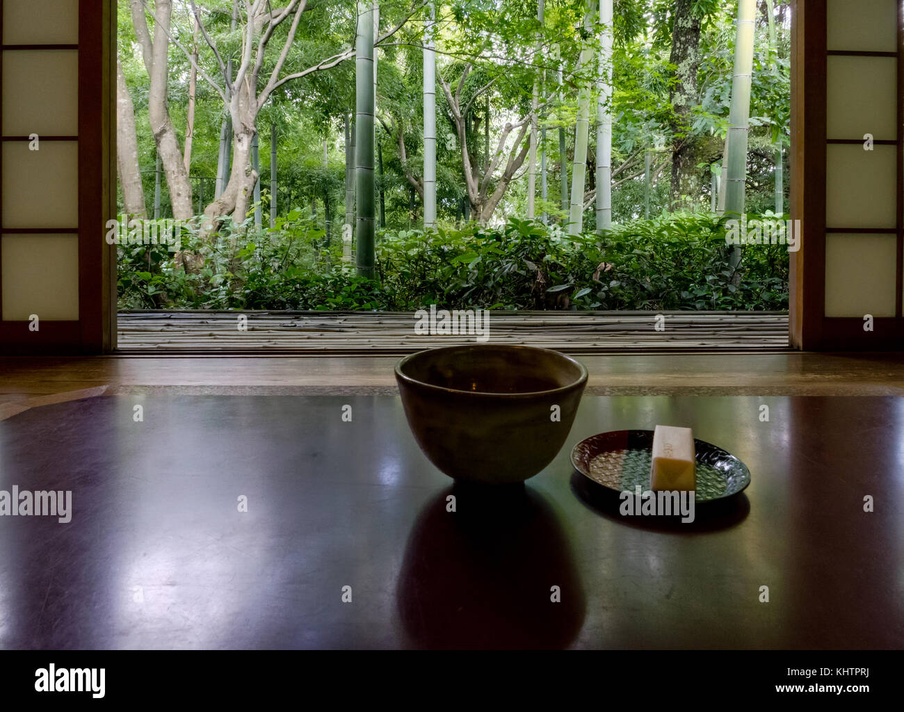 Teehouse with Tee and sweets Okochi Sanso Botanical Japanese Gar Stock ...