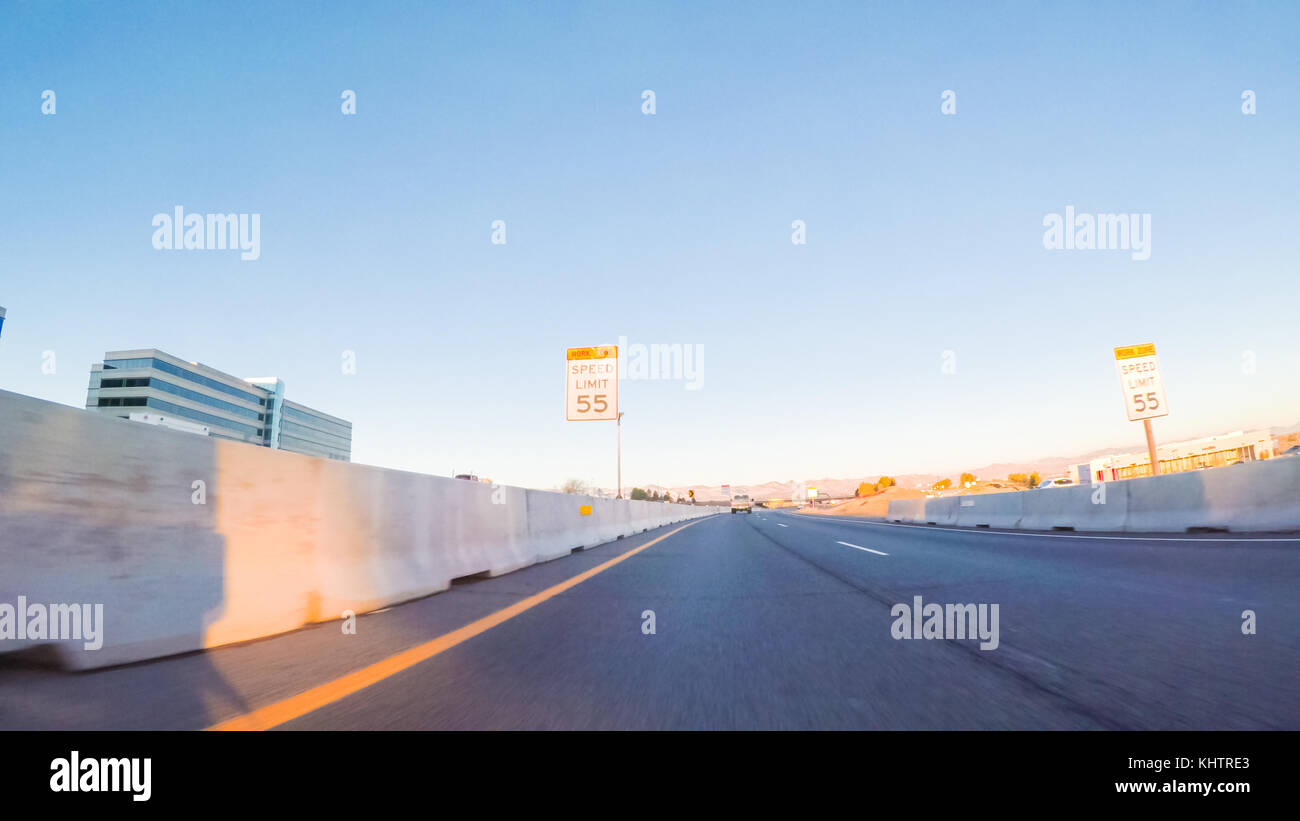 POV point of view - Driving West on highway 470 in early Winter Stock ...
