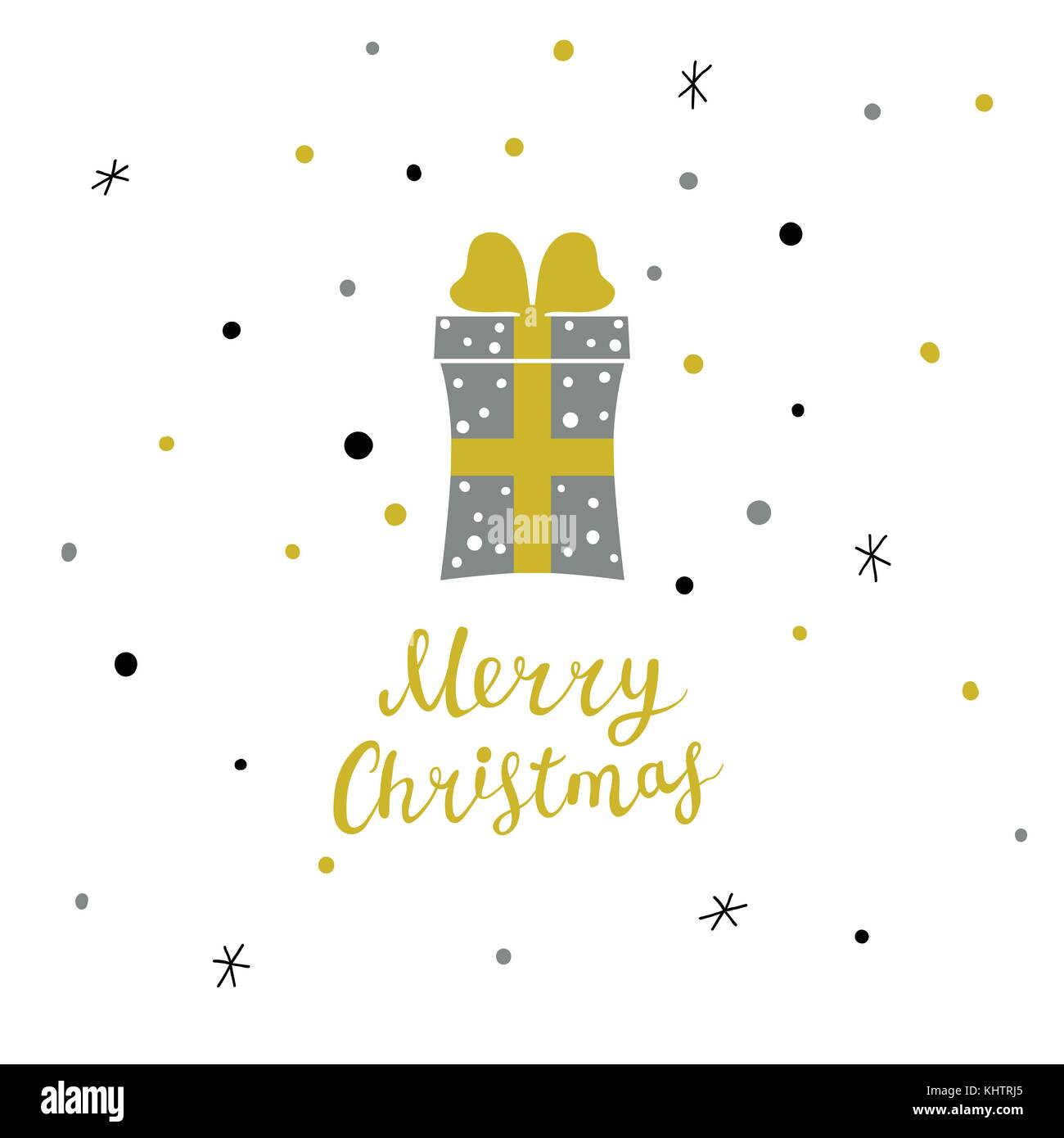 Christmas card with Christmas present and hand written lettering ...