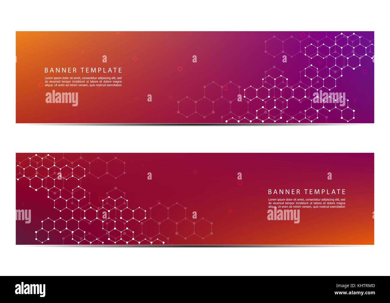 Technological and scientific banners with structure of molecular ...