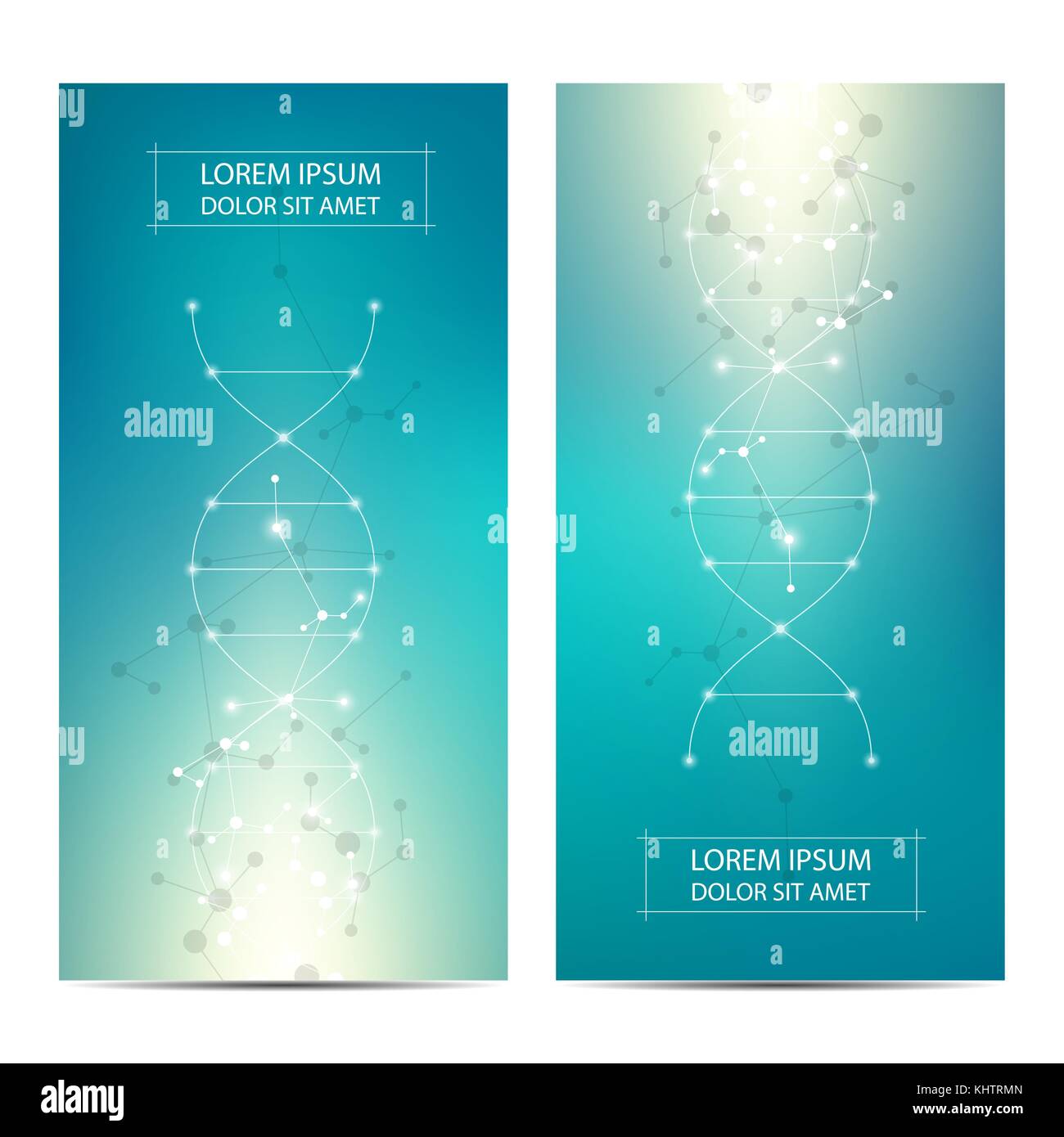 Minimal covers or banner design with dna molecule background ...