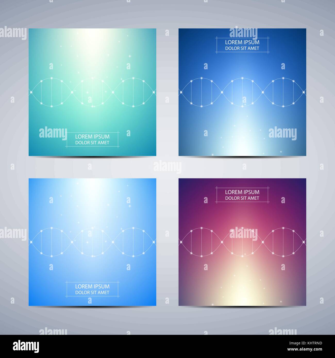 Square covers template with dna molecule background, vector ...