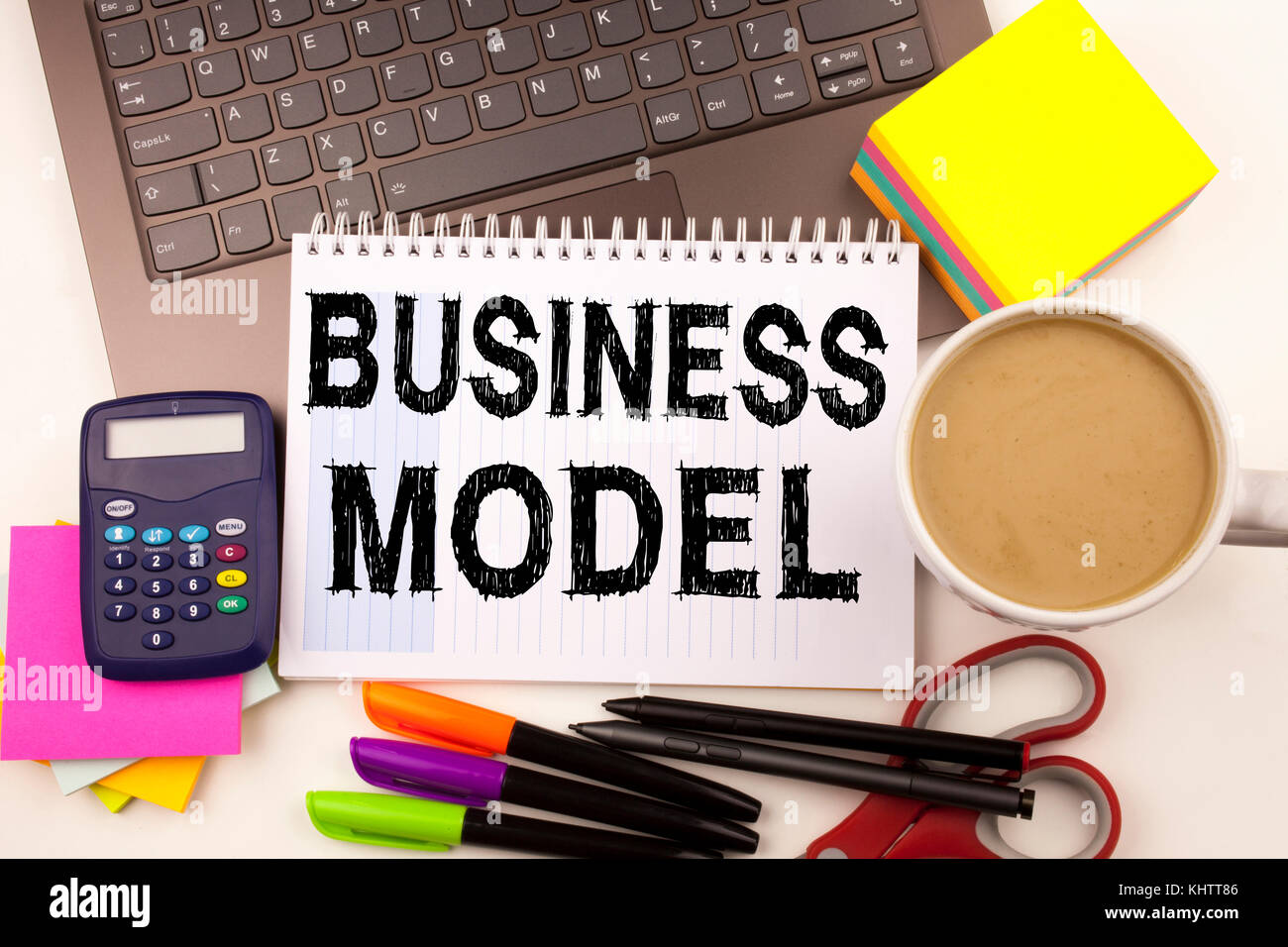 Word writing Business Model in the office with surroundings such as ...