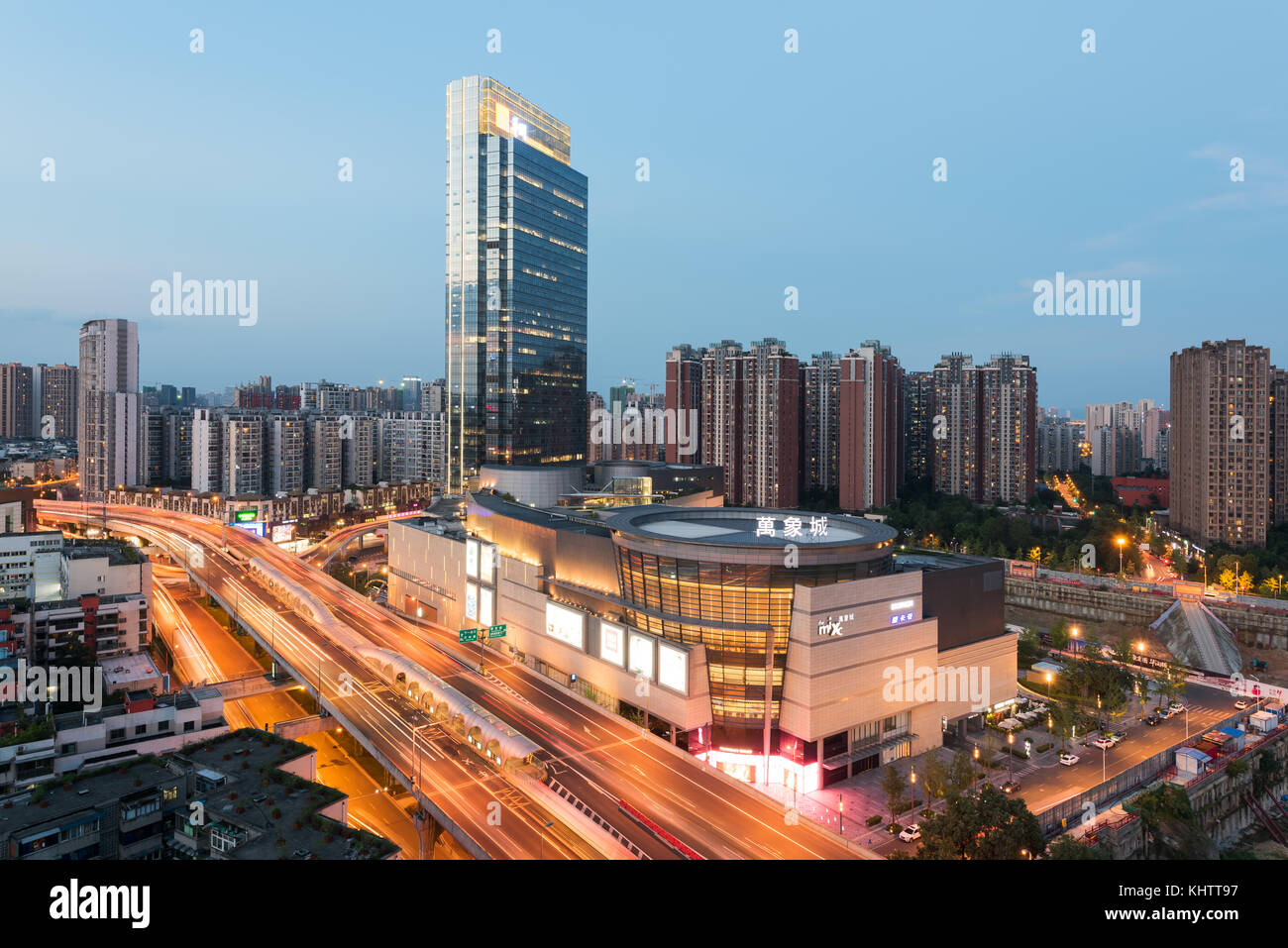 WanXiangCheng mall aerial view at dusk Stock Photo - Alamy