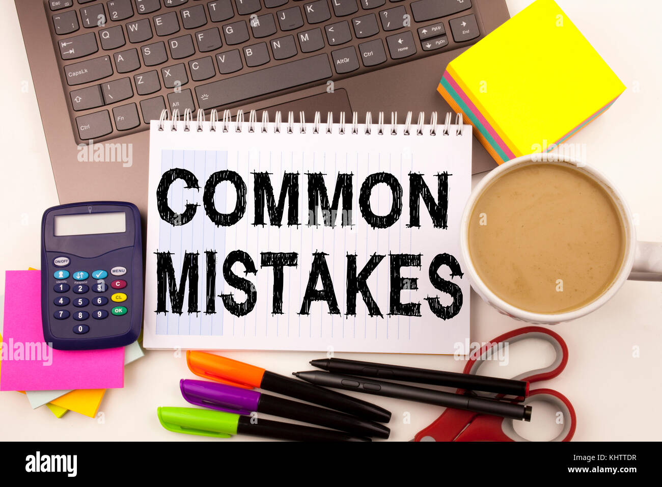 Word writing Common Mistakes in the office with surroundings such as ...