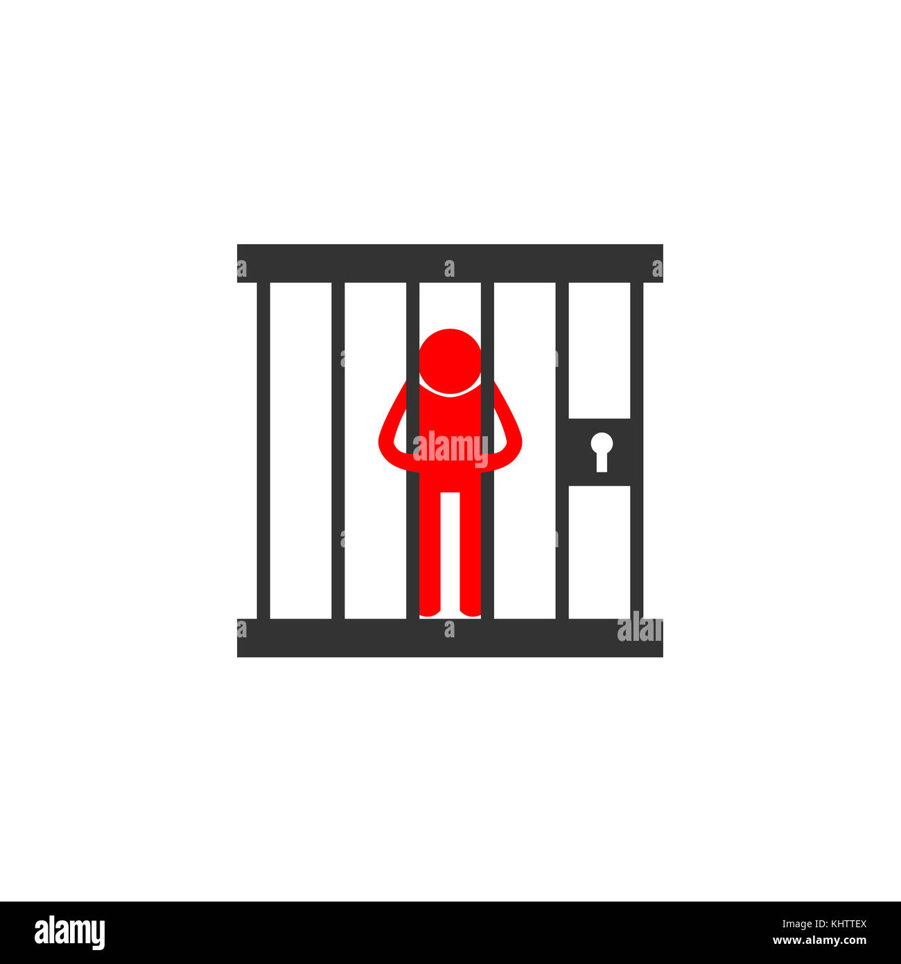 Prisoner in prison, symbol on white background Stock Photo - Alamy