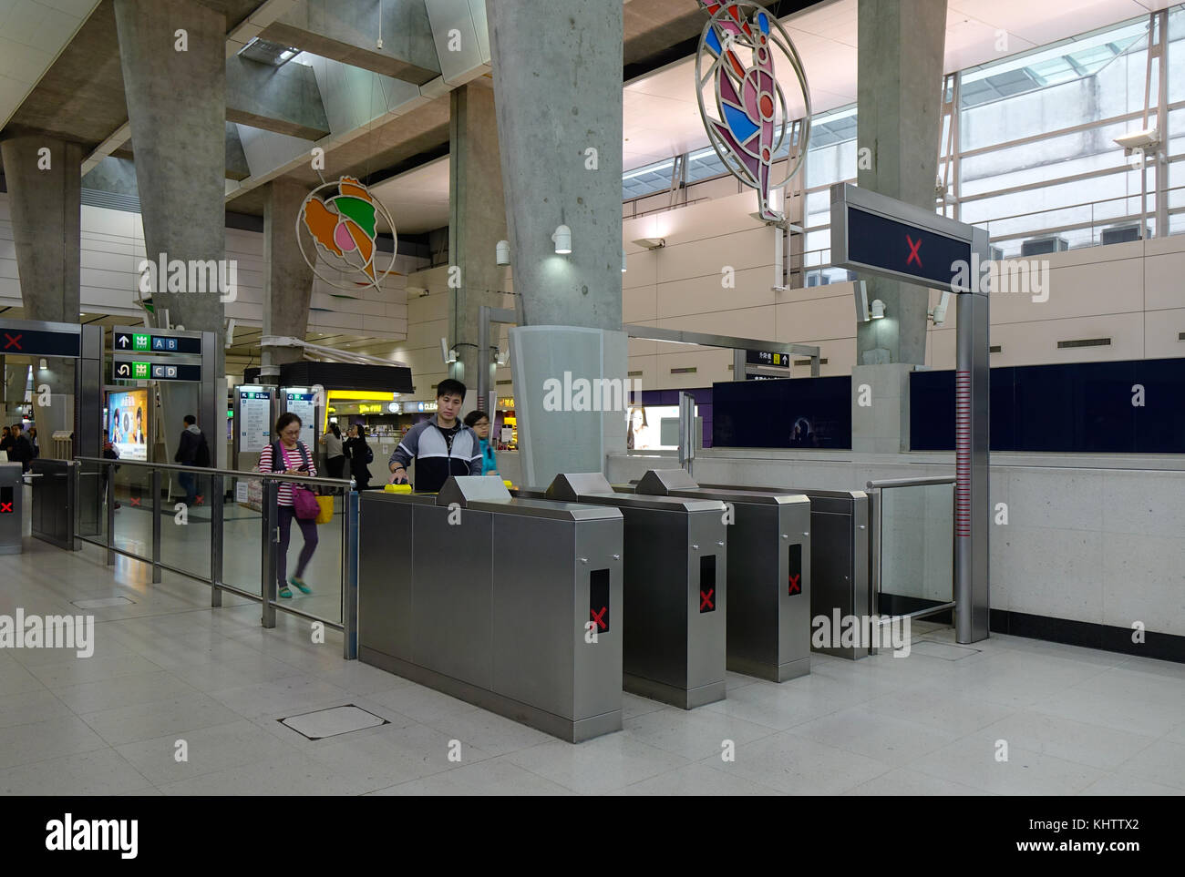 Hong Kong - Mar 31, 2017. Entrance gate of subway station in Hong Kong ...