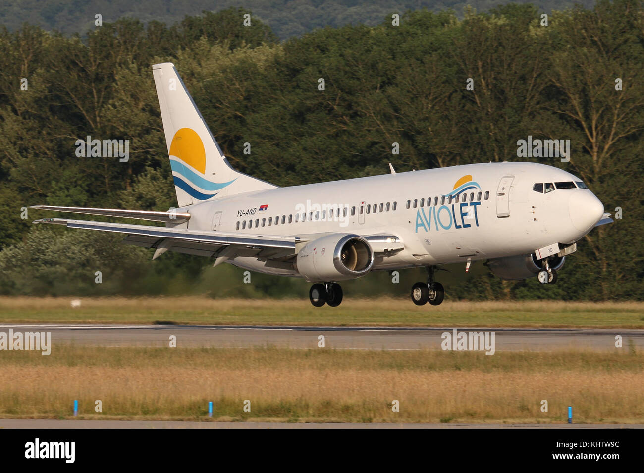 Stuttgart, Germany – Summer, 2017: An Boeing plane at Stuttgart airport ...