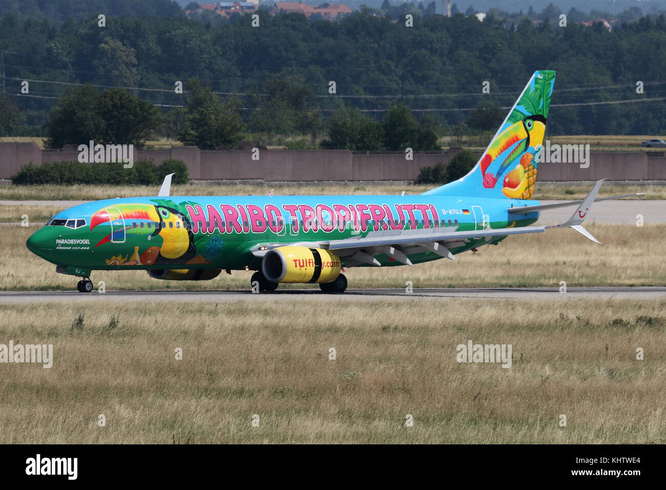 Stuttgart, Germany – Summer, 2017: An Boeing plane at Stuttgart airport ...