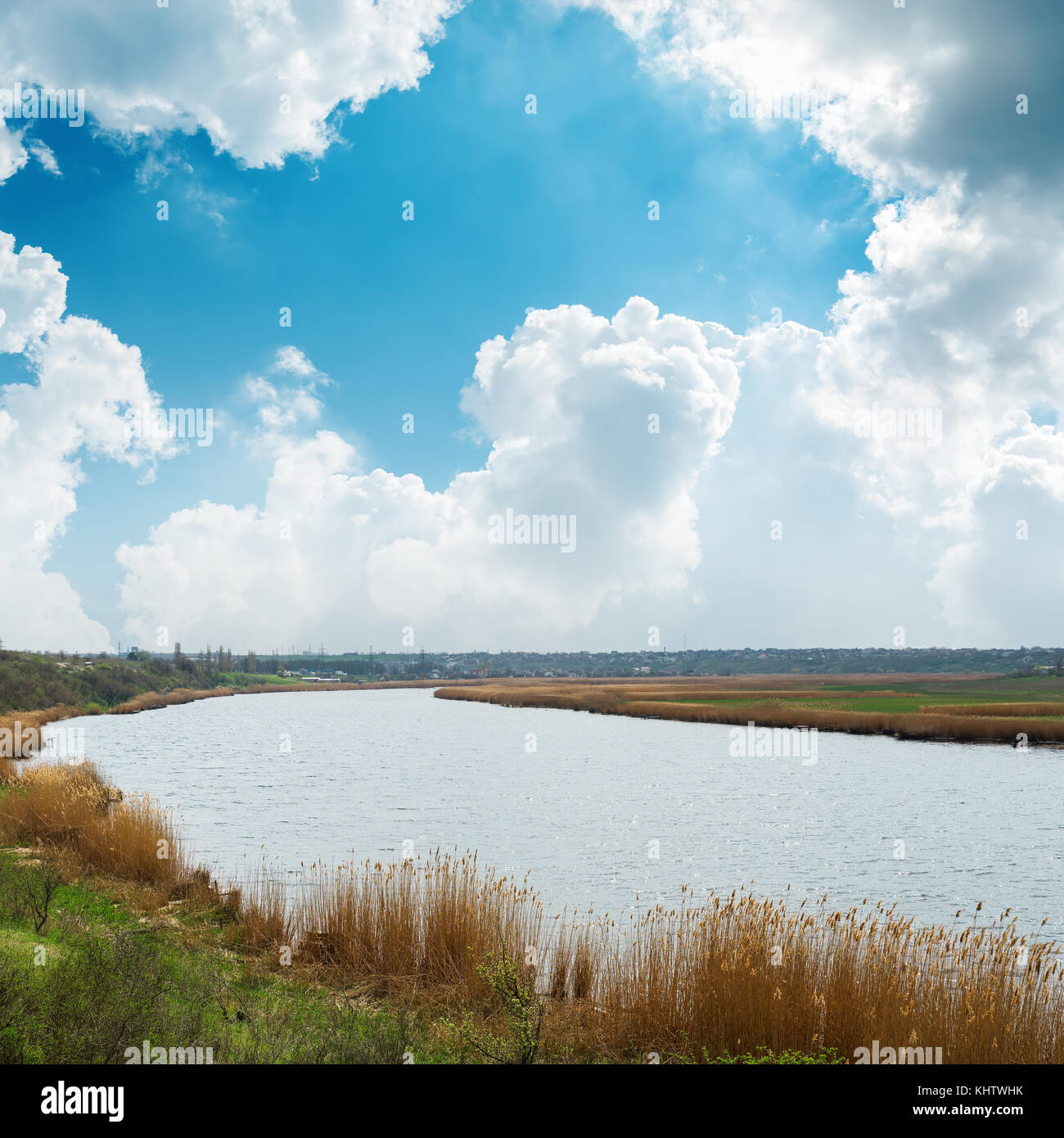 blue sky with clouds over river Stock Photo - Alamy