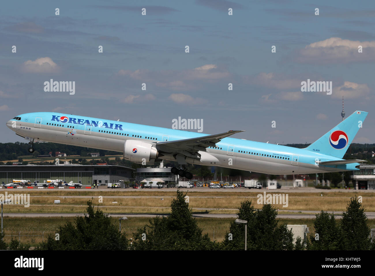 Stuttgart, Germany – Summer, 2017: An Boeing plane at Stuttgart airport ...
