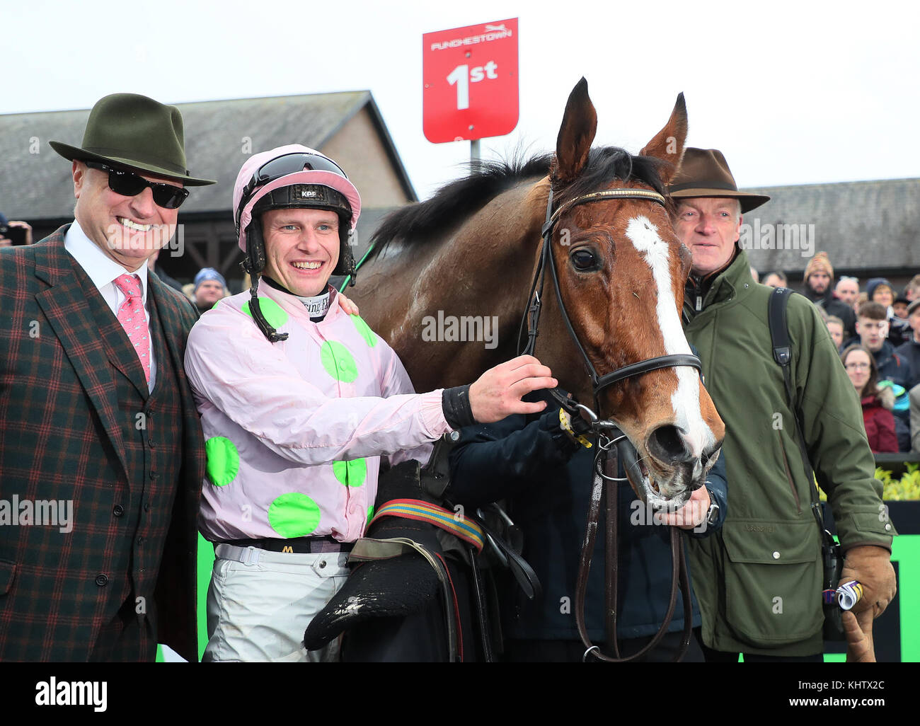 Winning owner Rich Ricci (left) with jockey Paul Townend and trainer ...