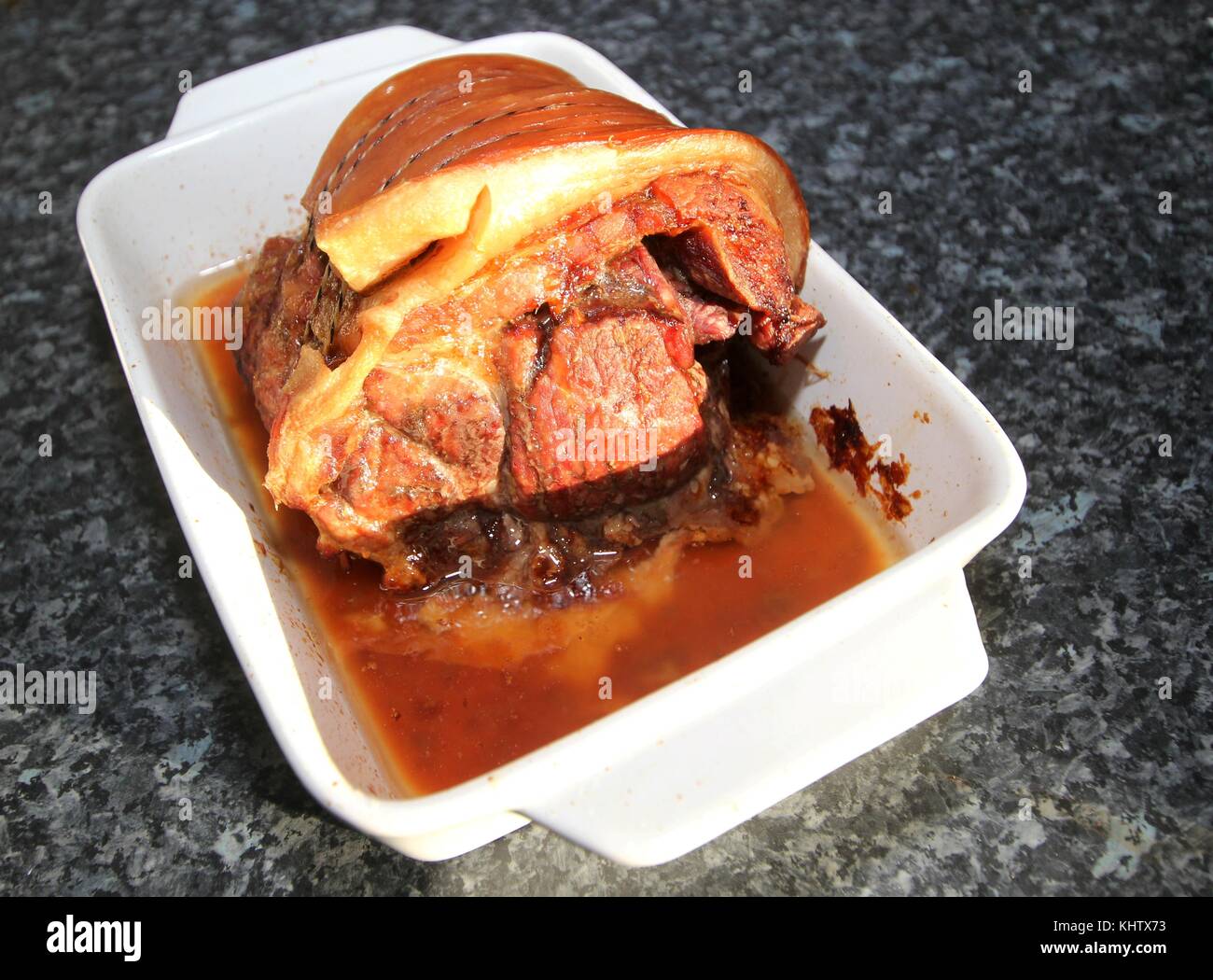 19 November 2017. Gloucestershire, England. Home cooked roasted pork ...