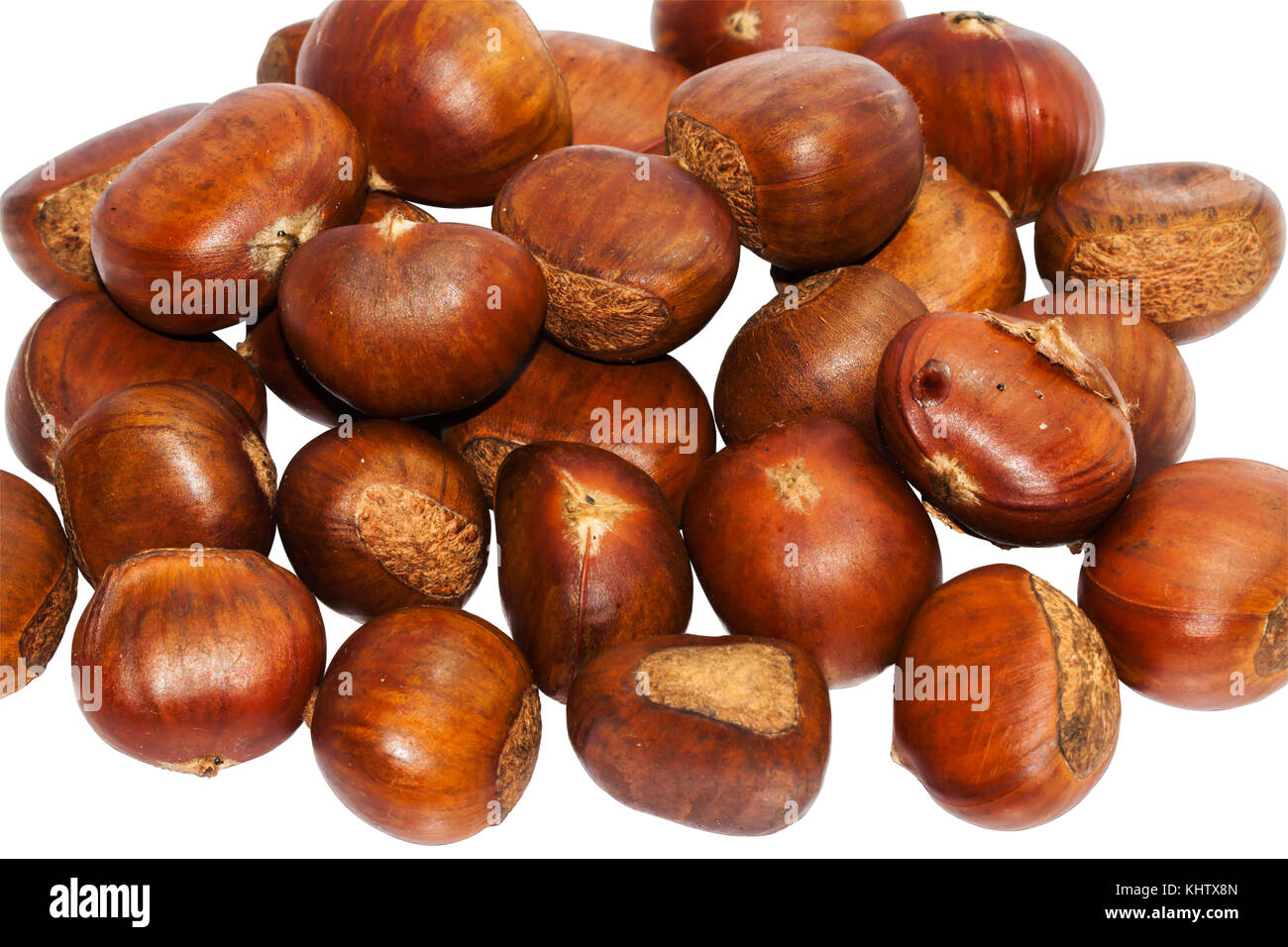 Fresh group chestnut on white background Stock Photo - Alamy