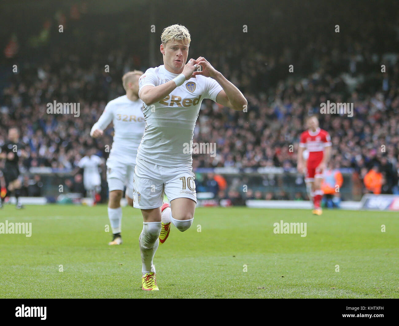 Leeds United's Ezgjan Alioski celebrates scoring his side's second goal ...
