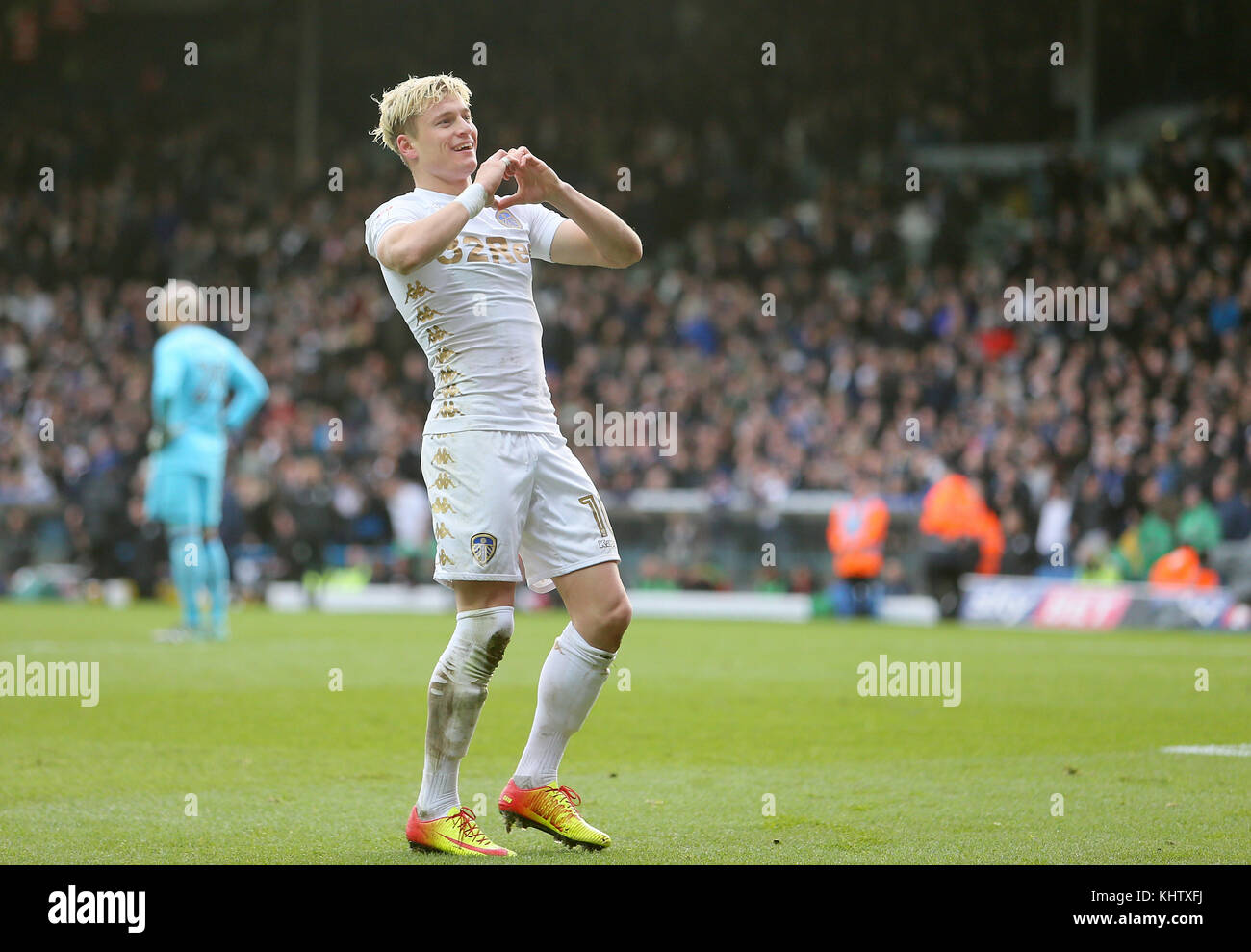 Leeds United's Ezgjan Alioski celebrates scoring his side's second goal ...