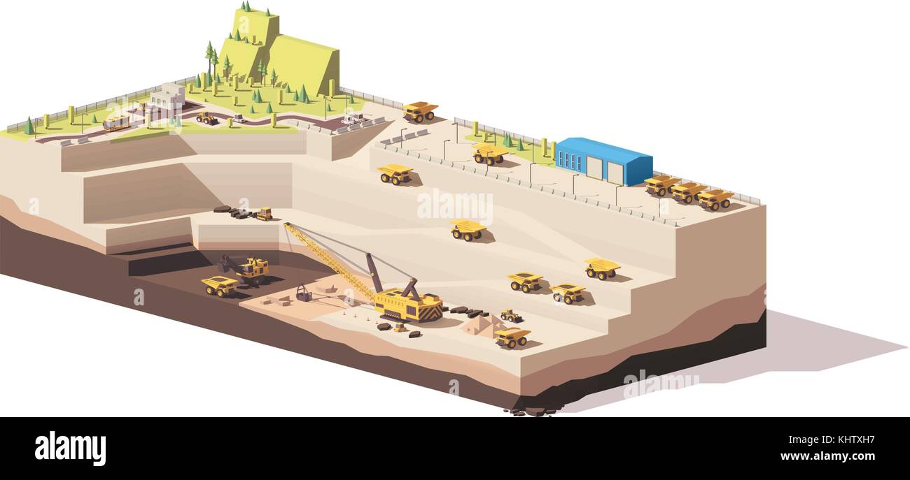 Vector low poly open pit coal mine Stock Vector Image & Art - Alamy