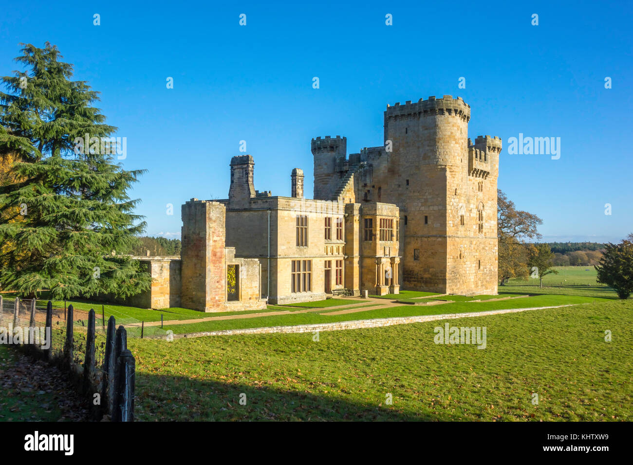 Belsay Castle with its 14th Century Tower, lived in while Belsay Hall ...
